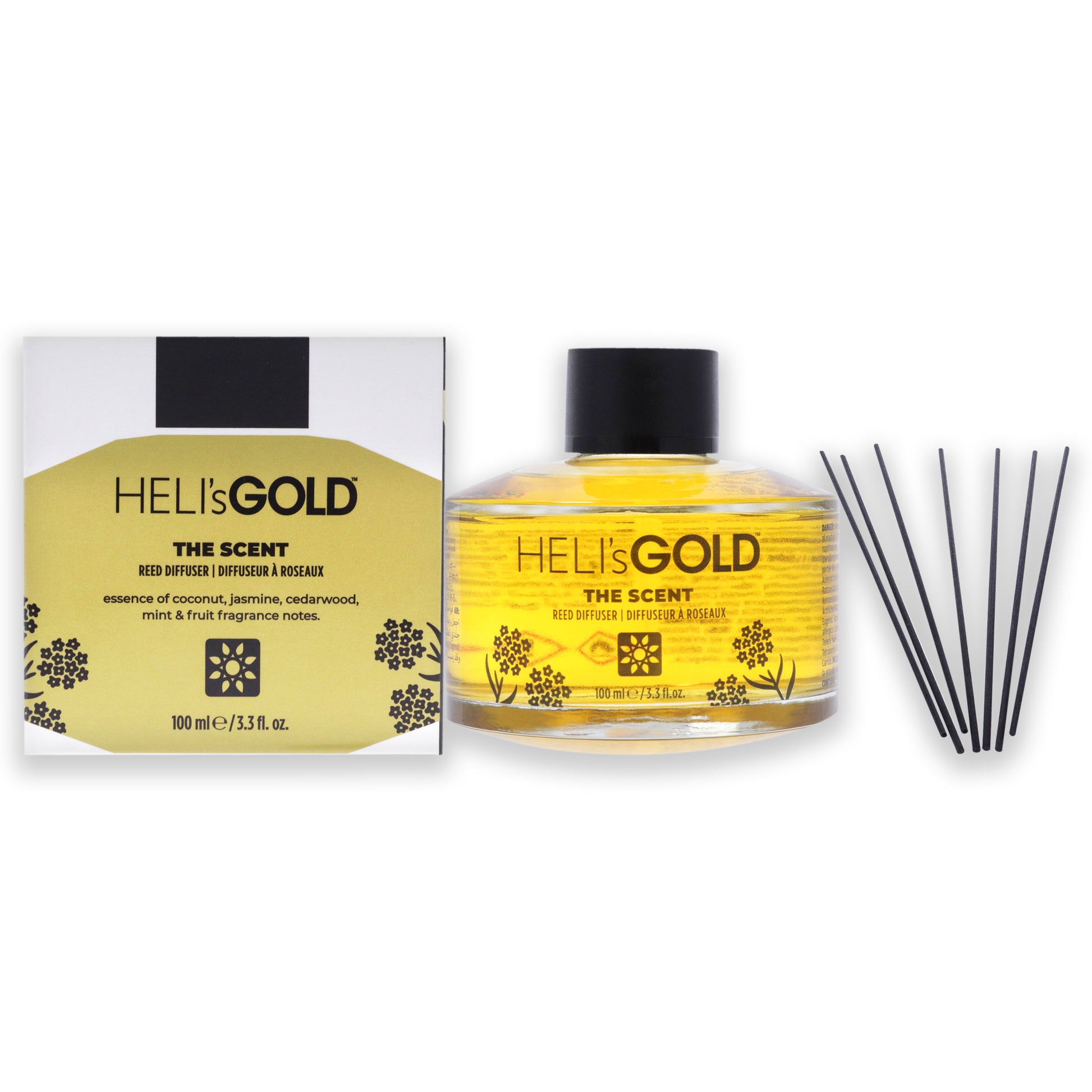 The Scent Reed Difuser Set by Helis Gold for Unisex - 2 Pc 3.3oz Diffu