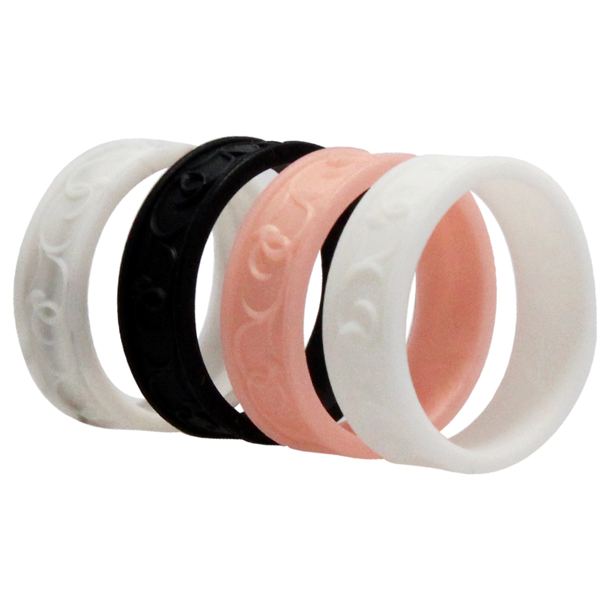 Silicone Wedding Flower Ring Set - Marble by ROQ for Women - 4 x 10 mm