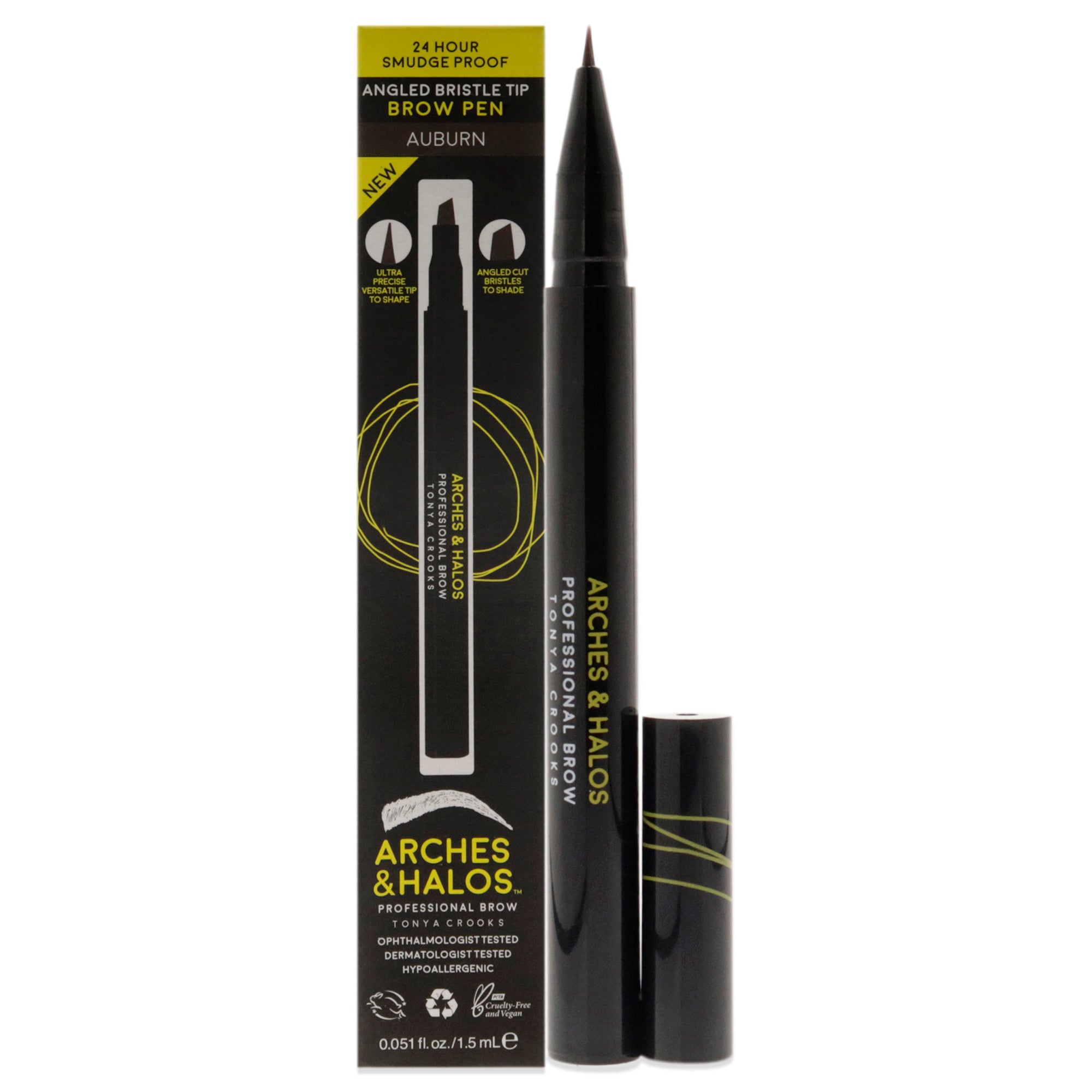Angled Bristle Tip Waterproof Brow Pen - Auburn by Arches and Halos for ...