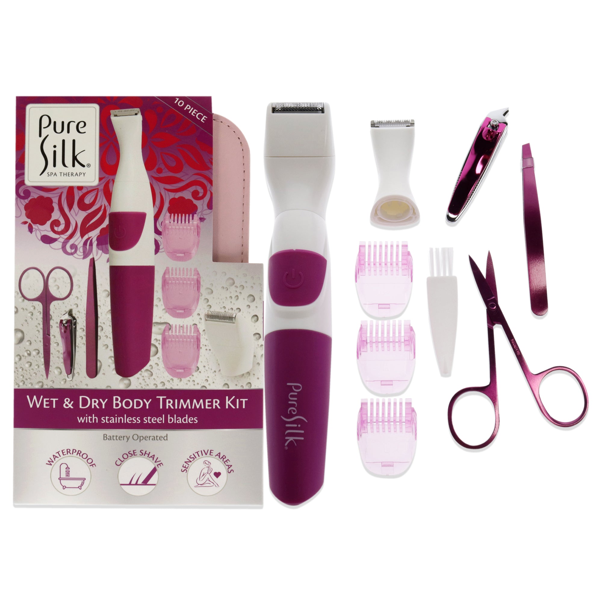 Wet and Dry Body Trimmer Kit by Barbasol for Women - 10 Pc Trimmer, 3 ...