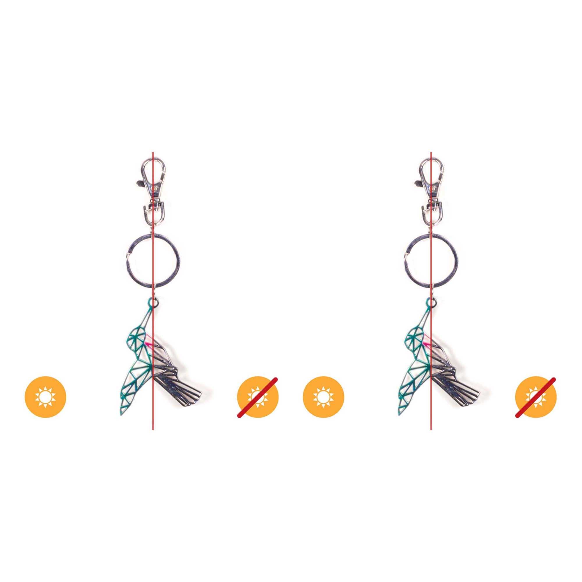 Color-Changing Key Chain Metal Hummingbird - Green by DelSol for Women